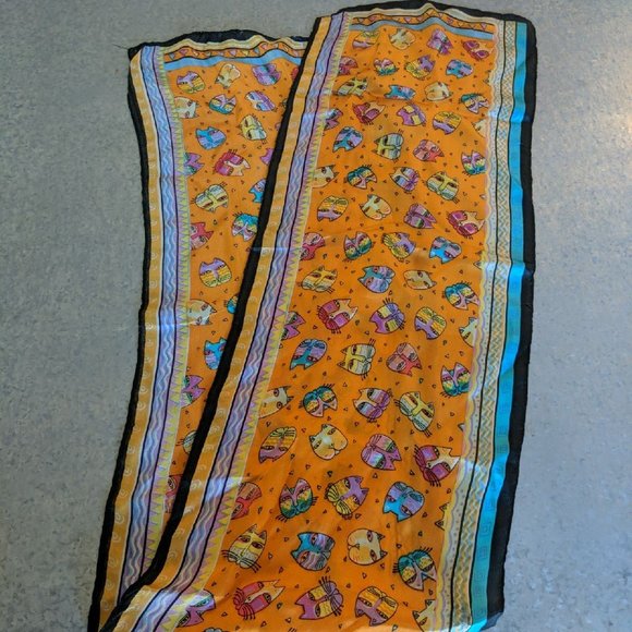 Accessories | Scarf Nwot 10 Silk Cats Kitty Kitties Kittens | Poshmark